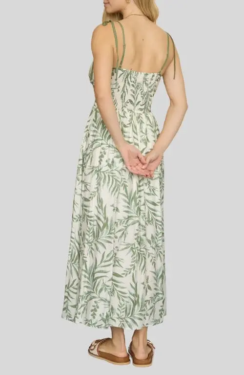 BLU PEPPER Print Tie Straps Maxi Dress