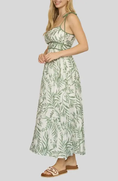 BLU PEPPER Print Tie Straps Maxi Dress