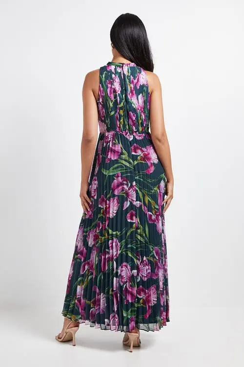 WALLIS Floral Print Pleated Maxi Dress