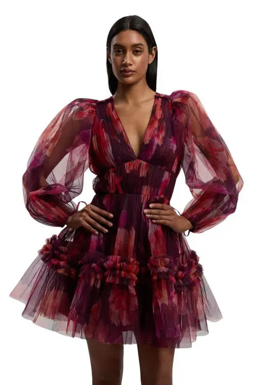 Karen Millen Tulle Balloon Sleeve Mini Dress