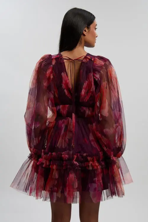 Karen Millen Tulle Balloon Sleeve Mini Dress