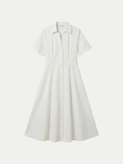 Karen Millen Utility Short Sleeve Organdie Midi Dress - Ivory