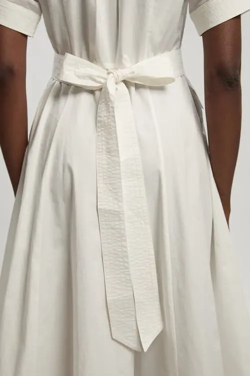 Karen Millen Utility Short Sleeve Organdie Midi Dress - Ivory