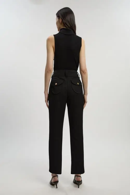 Karen Millen Petite Textured Straight Leg Trousers