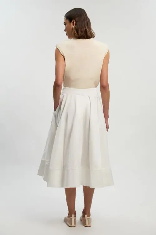 Karen Millen Cotton Tailored Midi Skirt