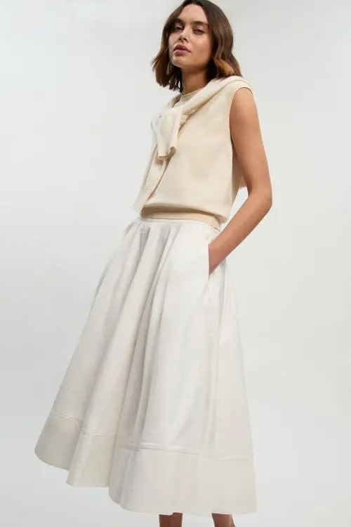 Karen Millen Cotton Tailored Midi Skirt