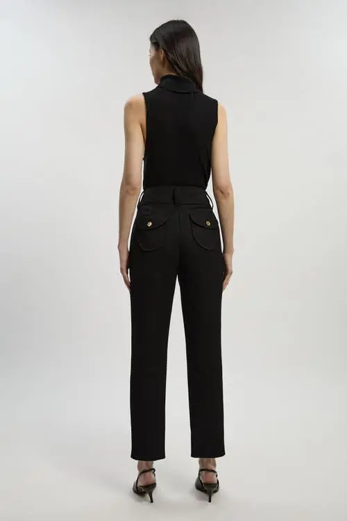 Karen Millen Textured Stretch Straight Leg Trousers