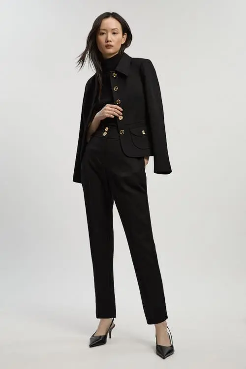 Karen Millen Textured Stretch Straight Leg Trousers