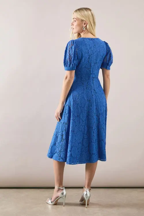 WALLIS Petite Lace V-neck Tea Length Midi Dress