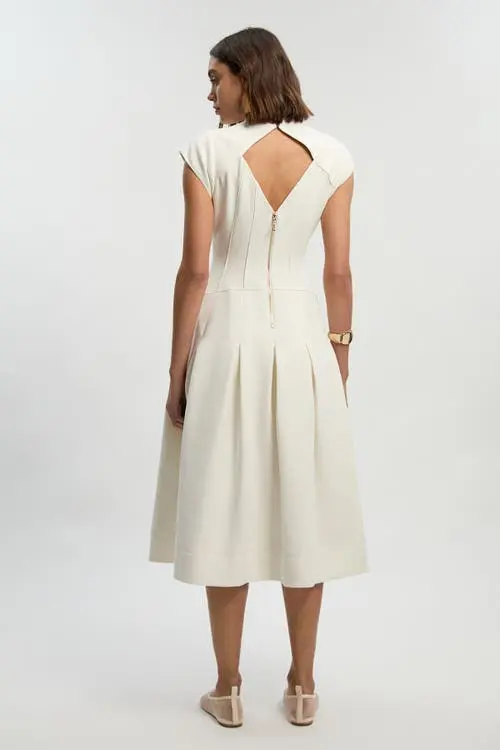 Karen Millen Compact Stretch Dropped Waist Midi Dress