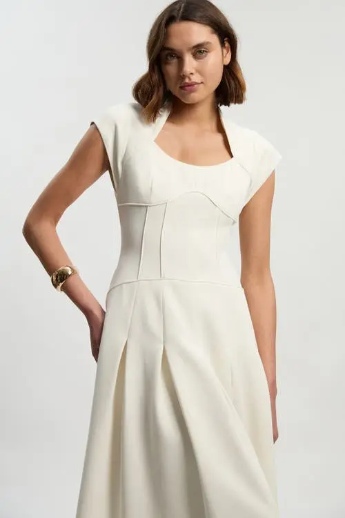 Karen Millen Compact Stretch Dropped Waist Midi Dress