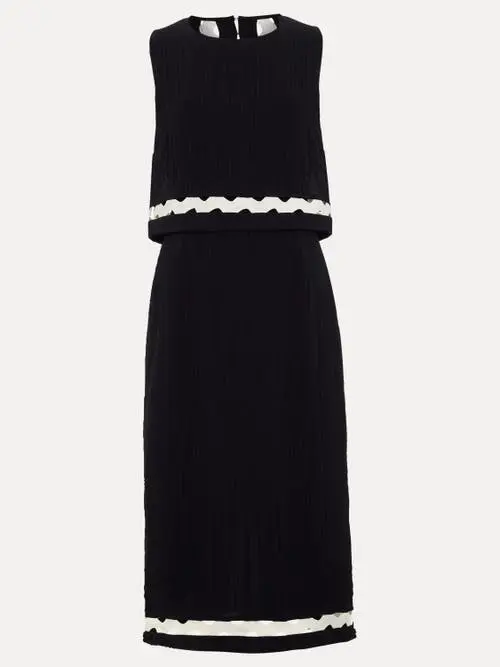 PHASE EIGHT Plisse Midi Dress With Scalloped Hem