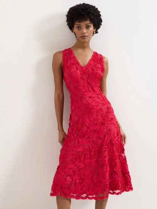 PHASE EIGHT Paloma Embroidered Fit & Flare Midi Dress