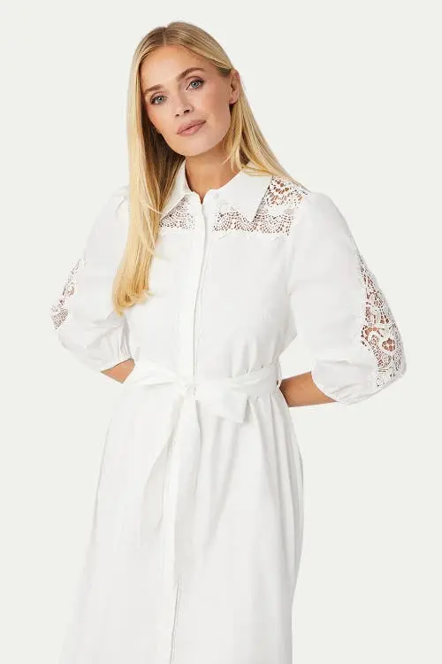 WALLIS Petite Cotton Cutwork Detail Shirt Dress