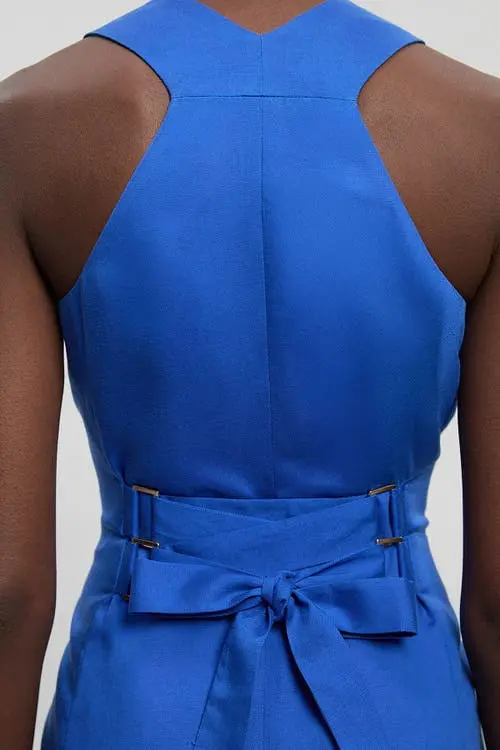 Karen Millen Tailored Linen Corset Back Midi Dress