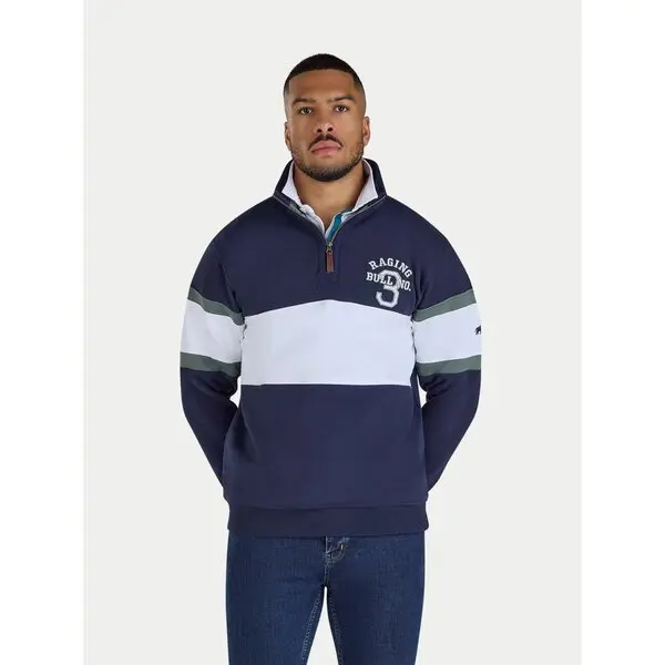 RAGING BULL No 3. Quarter Zip Sweatshirt - Navy