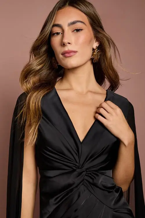 Coast Satin Cape Sleeve Maxi Dress