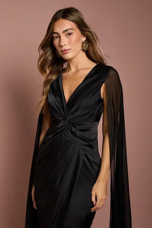 Coast Satin Cape Sleeve Maxi Dress