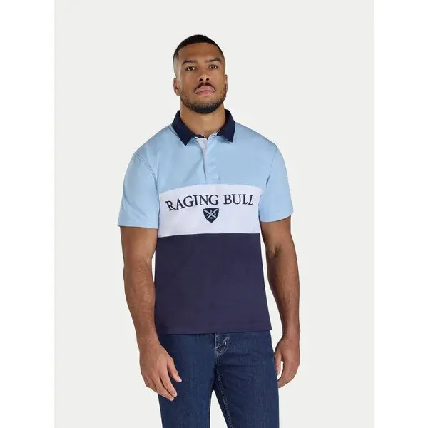 RAGING BULL Cut & Sew Rugby Shirt - Navy