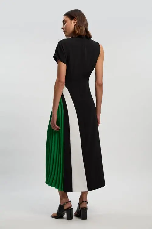 Karen Millen Colour Block Pleated Midi Dress