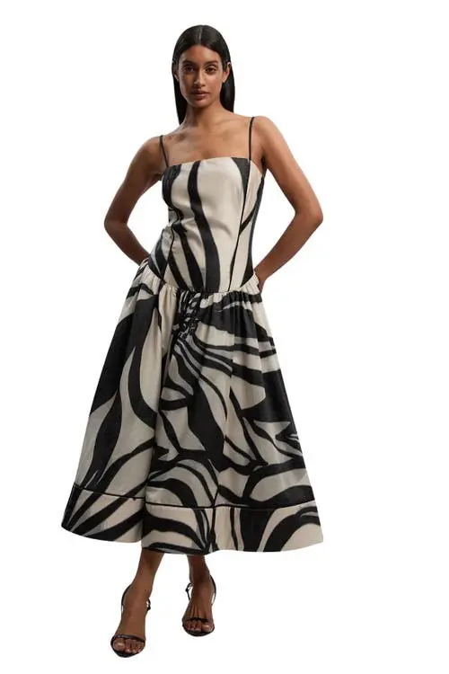 Karen Millen Abstract Jacquard Maxi Dress - Mono