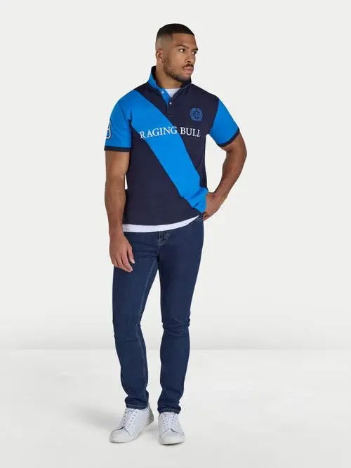 RAGING BULL Diagonal Stripe Polo Shirt