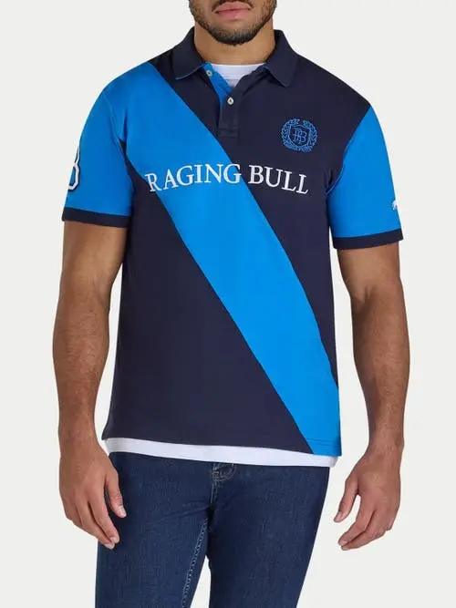 RAGING BULL Diagonal Stripe Polo Shirt