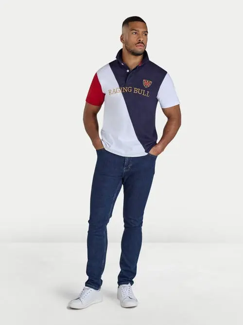 RAGING BULL Diagonal Panel Rugby Shirt