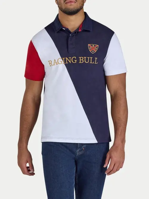 RAGING BULL Diagonal Panel Rugby Shirt