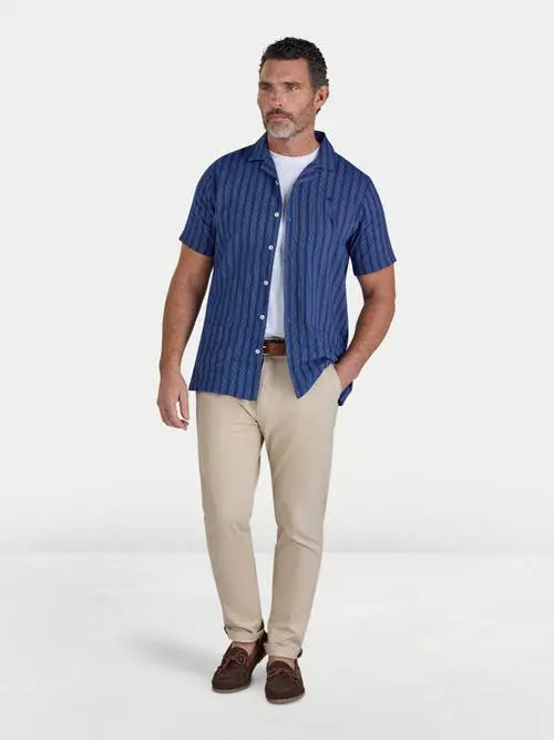 RAGING BULL Athen Stripe Linen Blend Shirt