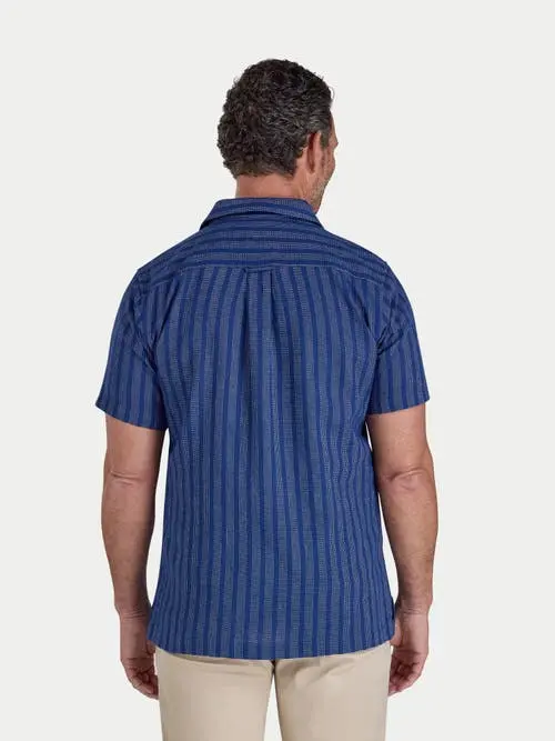 RAGING BULL Athen Stripe Linen Blend Shirt