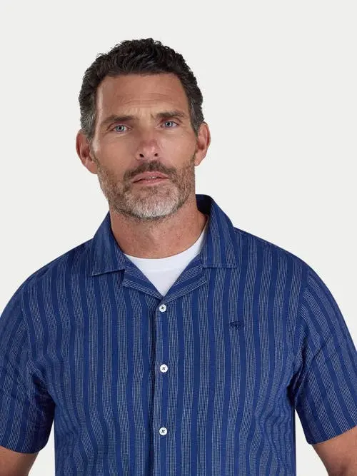 RAGING BULL Athen Stripe Linen Blend Shirt