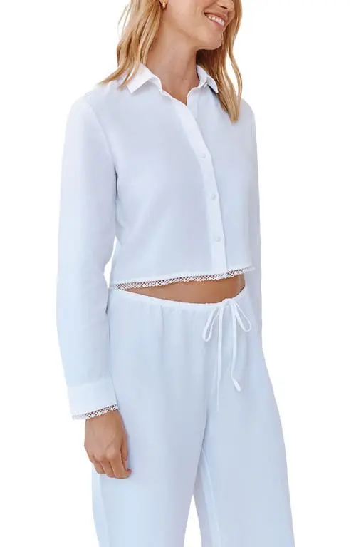 Bella Dahl Cropped Lace Trim Shirt