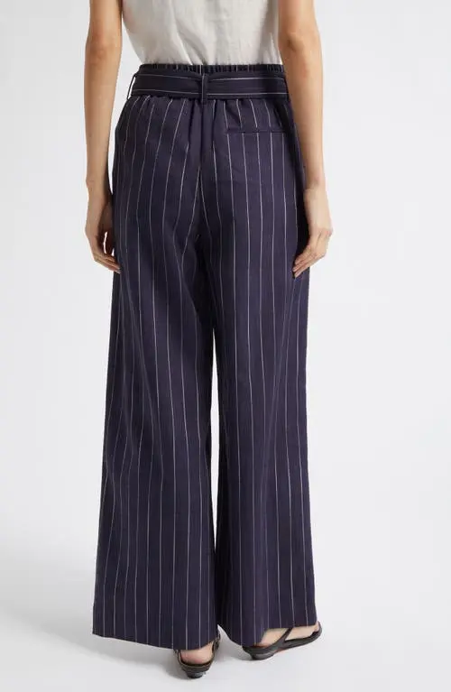 REISS Rae Stripe Belted Wide Leg Pants