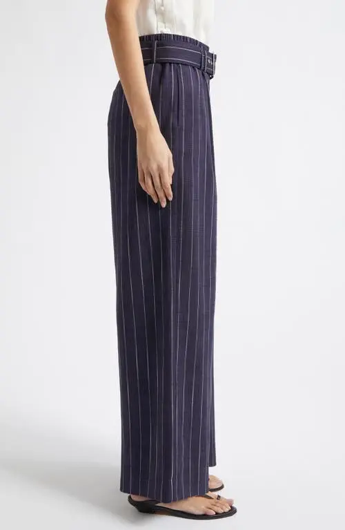 REISS Rae Stripe Belted Wide Leg Pants