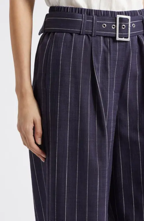 REISS Rae Stripe Belted Wide Leg Pants