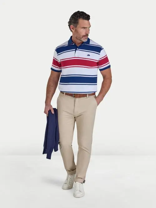 RAGING BULL Wide Stripe Jersey Polo Shirt