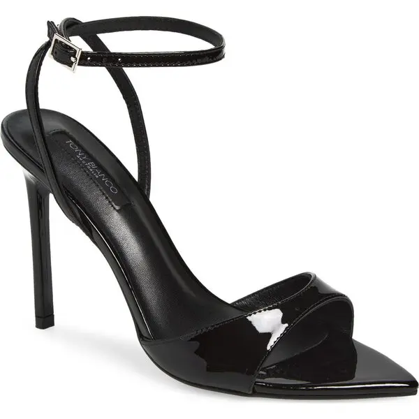 TONY BIANCO Molly Metallic Leather Heeled Sandals - Black