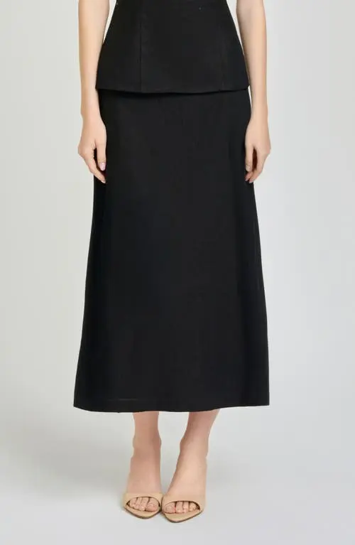 WAYF X Hannah Lovey Porter Capri Linen Blend Midi Skirt - Black