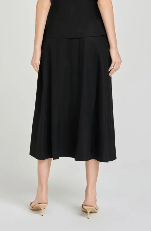 WAYF Hannah Lovey Porter Capri Linen Blend Midi Skirt - Black