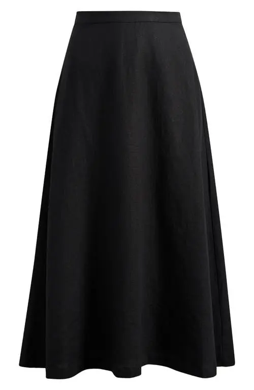 WAYF Hannah Lovey Porter Capri Linen Blend Midi Skirt - Black