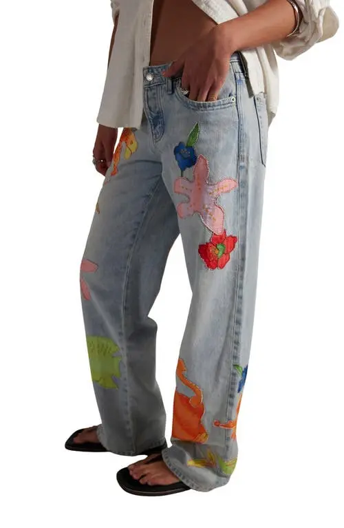 Free People Surfside Patchwork Wide Leg Jeans