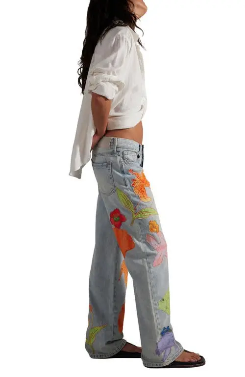 Free People Surfside Patchwork Wide Leg Jeans