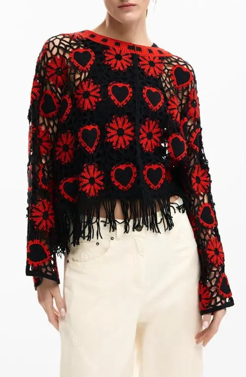 Desigual Fringe Sweater - Black
