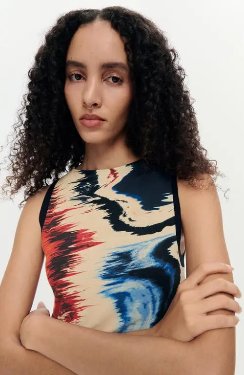 Desigual Sleeveless Abstract Print Mini Dress