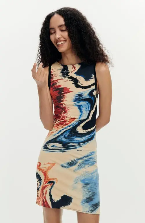 Desigual Sleeveless Abstract Print Mini Dress