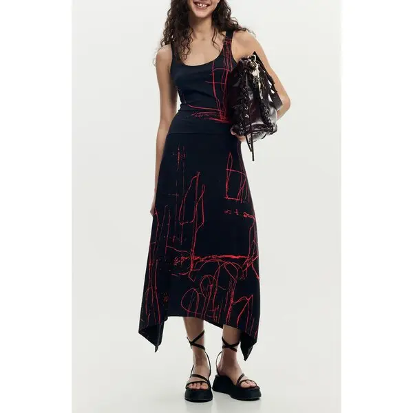 Desigual Abstract Print Sleeveless A-line Dress - Black
