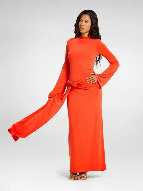 DASKA Zarel Dress Long Sleeve Draped Maxi