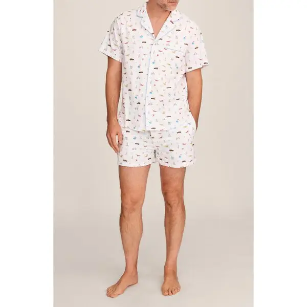 PETITE PLUME Classic Twill Pajama Set - White