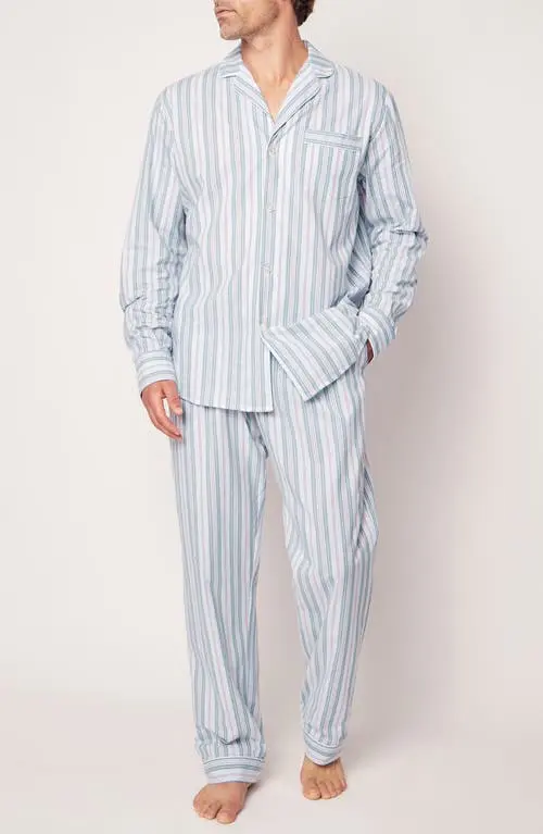 PETITE PLUME Featherweight Stripe Pima Cotton Pajamas - Blue